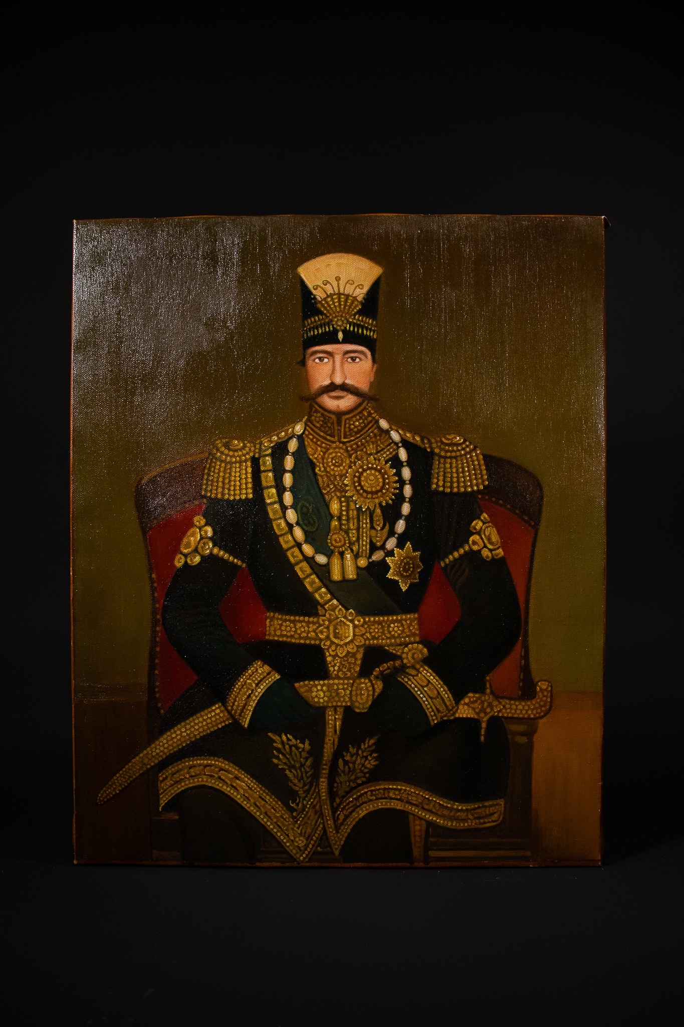 A Qajar Portrait of Nasser al-Din Shah Qajar, Oil on Canvas, 19th-20th ...