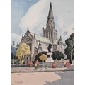 FRANK MURRAY RSW Glasgow Cathedral watercolour signer by artist