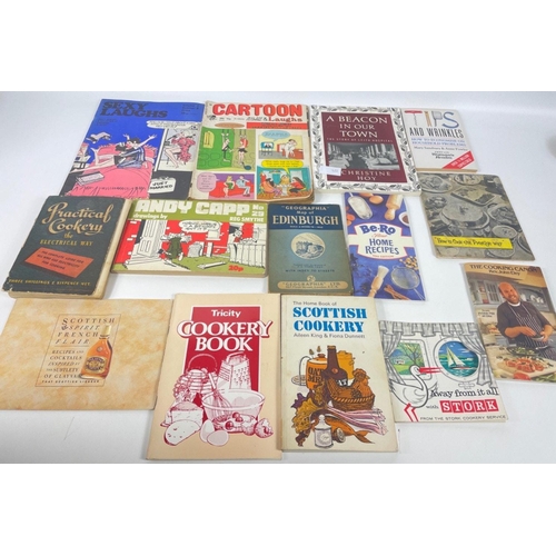 A collection of vintage cookery books including 'How to cook the ...
