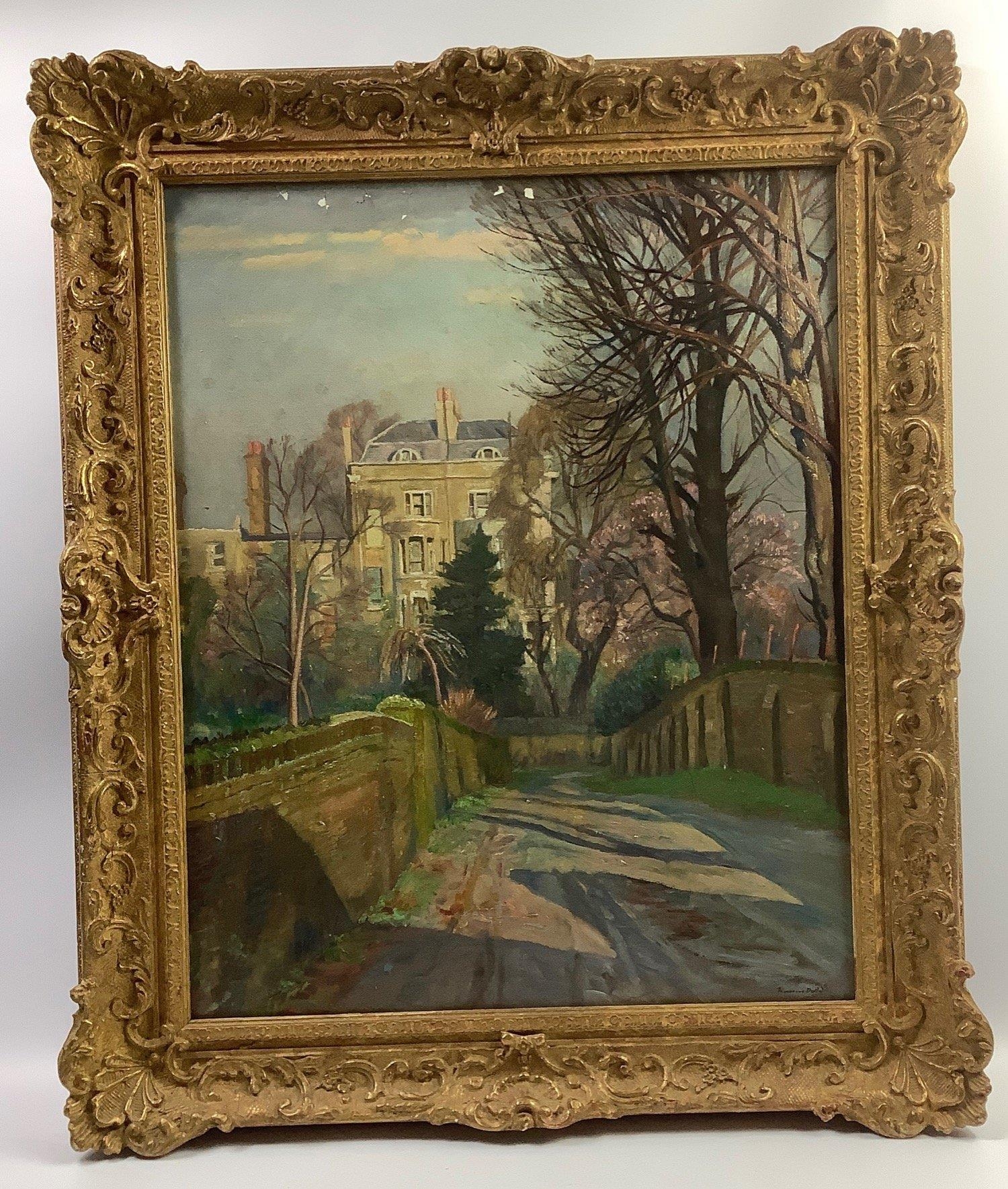 An oil on canvas with gilt gesso frame signed by the artist FRANCIS ...