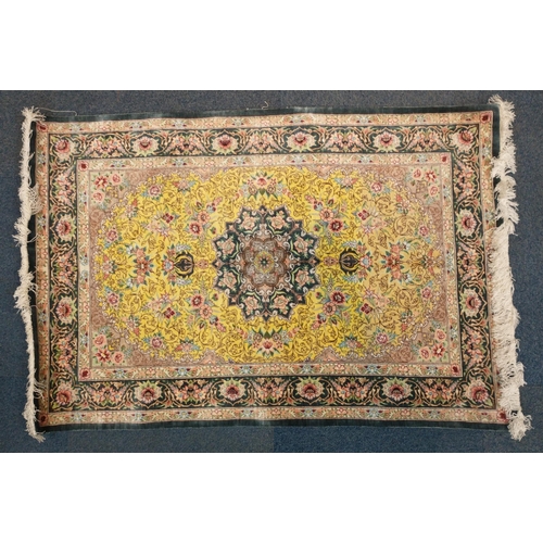 A silky Middle Eastern rug approx 78x120cm in trendy shades of grey and ...