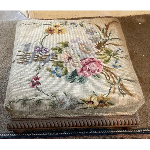 LOVELY QUALITY! An EDWARDIAN tapestry covered footstool with hand ...