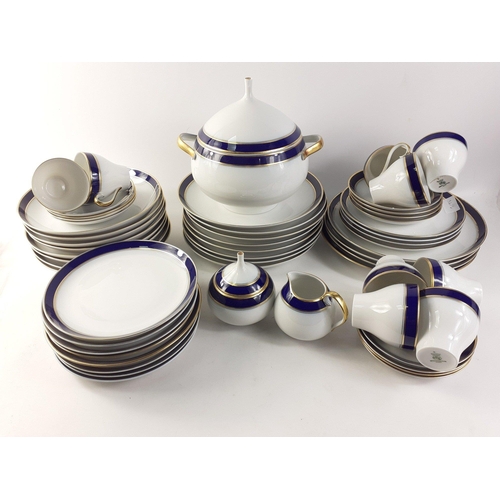 AN ELEGANT REAL COBALT and GILT "POESIE" dinner and tea set from LORENZ ...