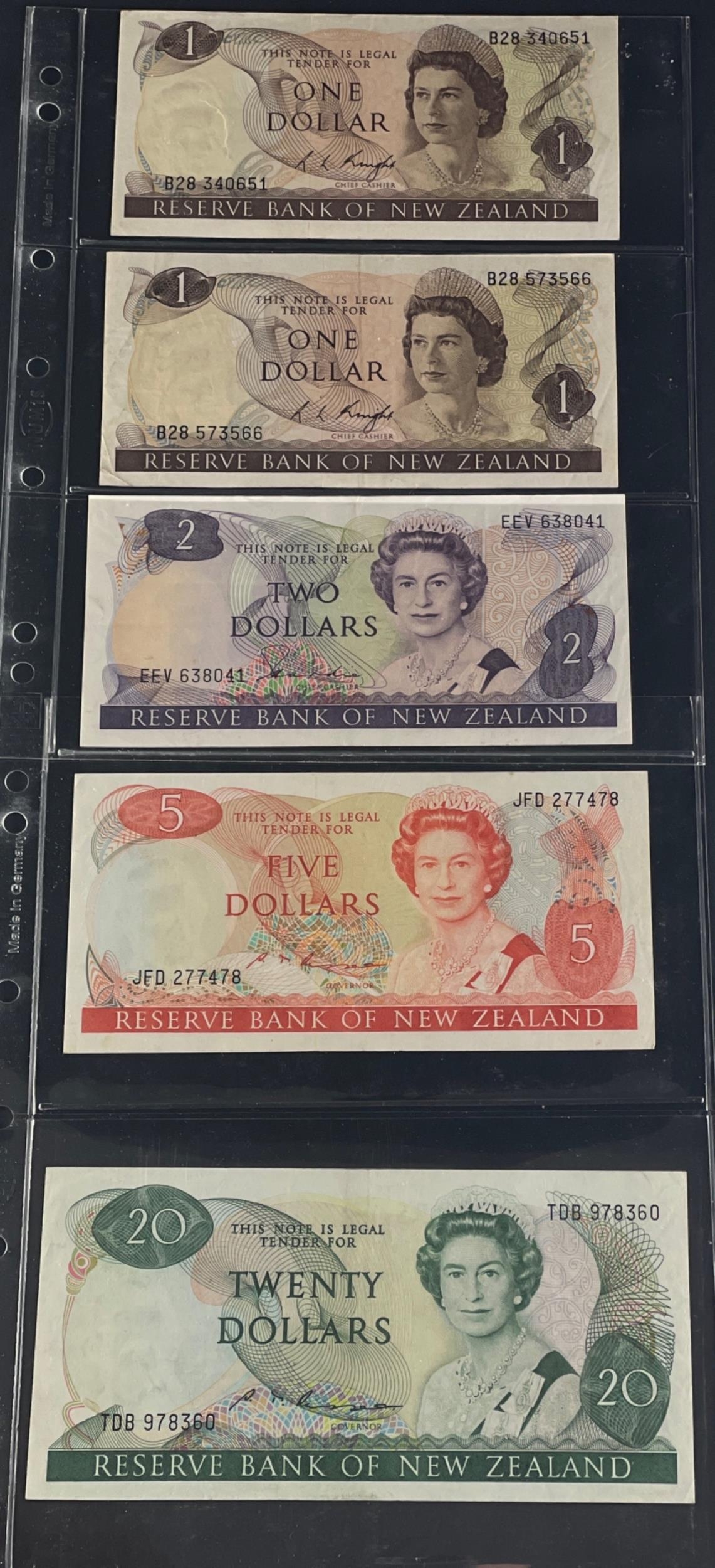 NEW ZEALAND Banknote collection to include two One Dollar notes, one ...