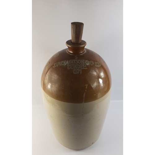 Large BUCHAN of PORTOBELLO stoneware flagon. Inscribed to JAMES WATSON ...