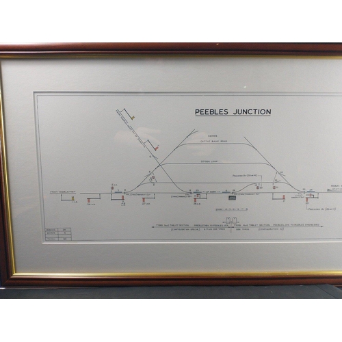 STUNNING ! A superbly well framed line diagram of PEEBLES RAILWAY ...