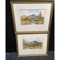 Two original ROBERT HOUSTON (1890-1942) framed watercolours of river ...