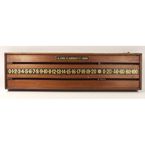 A vintage BILLIARDS scoreboard made by FH AYRES, 11 Aldersgate St ...