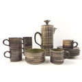 A vintage IDEN POTTERY of Rye stoneware coffee set comprising 6 coffee ...