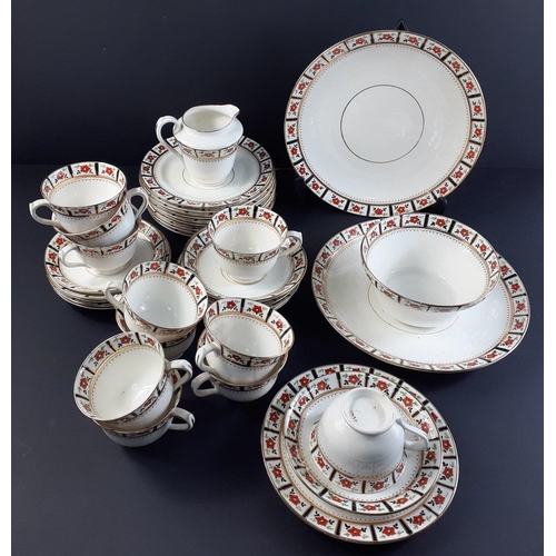China tea service comprising two 24cm serving plates, 10 side plates ...