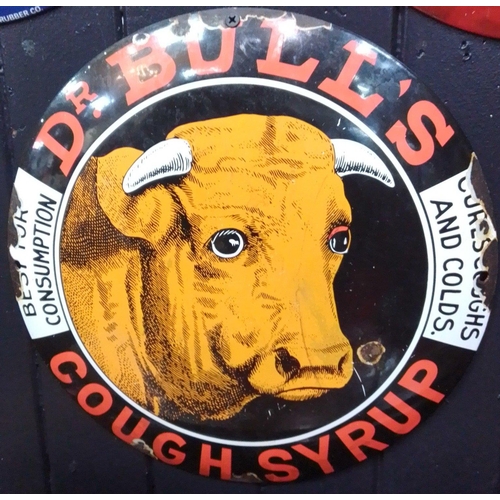 A DOCTOR BULL'S cough syrup enamel roundel sign, 30cm diameter#374