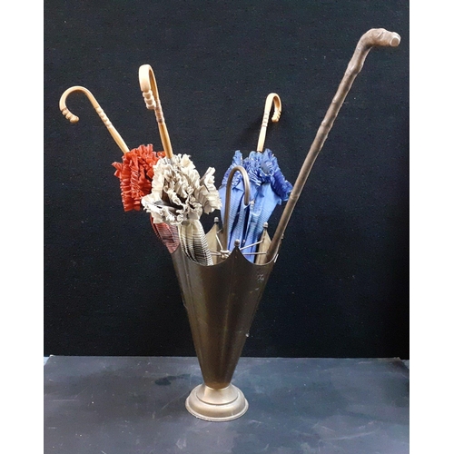 A vintage brass effect umbrella shaped brolly stand (approx 60cm high ...