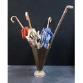 A vintage brass effect umbrella shaped brolly stand (approx 60cm high ...