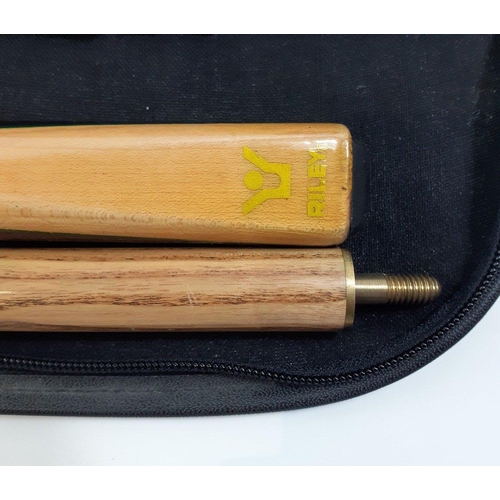 A RILEY two piece snooker cue on soft case with extension. In lovely ...