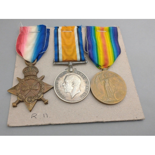 WWI medal trio ROYAL NAVY awarded to 221462 F. A. Spinks Yeoman of ...
