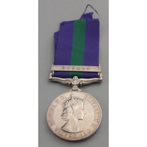 ELIZABETH II GSM General Service Medal with Cyprus clasp awarded to ...