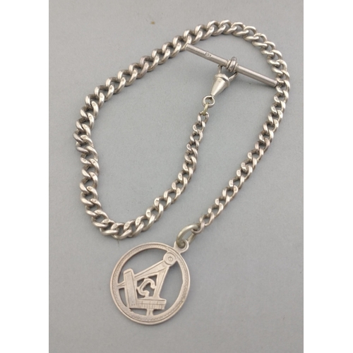 A silver stamped ALBERT chain with MASONIC fob. Each link with sterling ...