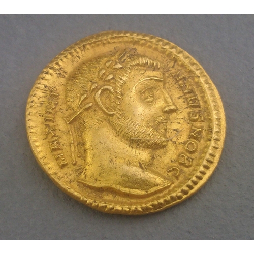 A gold (tested) Aureus showing CAESAR Galerius Maximianus (293-305 CE ...