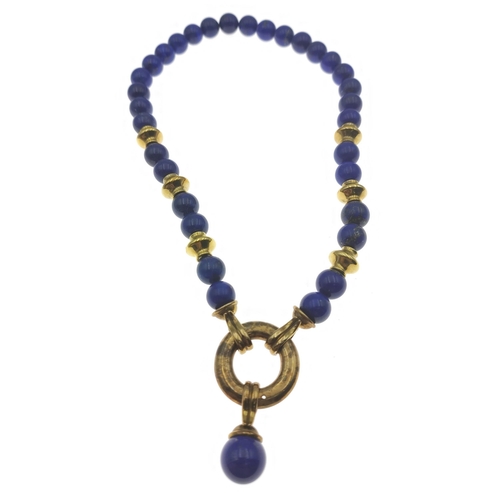 Clark Rennie Jewellery (CRJ) Lapis Lazuli beaded and 375 stamped yellow ...