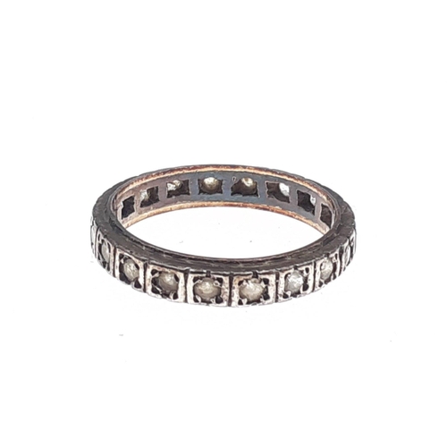 A 9ct / Silver stamped ring with clear stones. Size O, Gross weight 2 ...