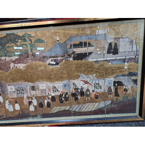 A JAPANESE screen print in frame. Label to rear states: Anonymous ...