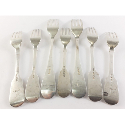 Seven fully hallmarked STERLING SILVER assorted antique forks. Gross ...