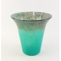 A SCOTTISH art glass green speckled vase in the style of Vasart ...