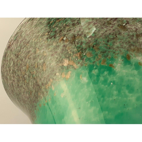 A SCOTTISH art glass green speckled vase in the style of Vasart ...