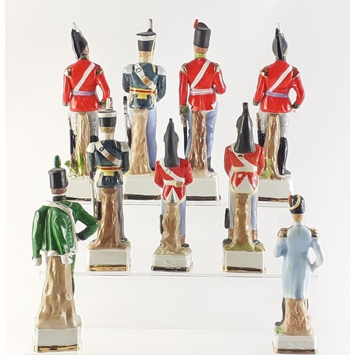 ALFRETTO porcelain models of Napoleonic period soldiers. Nine figures ...