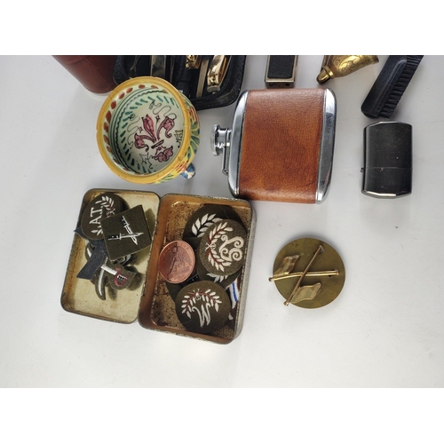 A collection of collectables to include 4 vintage lighters, a tin of ...