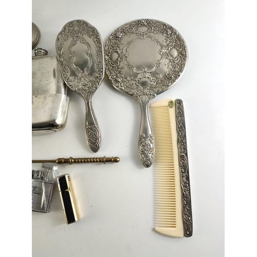 A collection of collectables to include 4 vintage lighters, a tin of ...