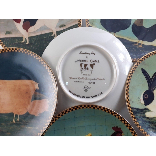 Seven WARREN KIMBLE barnyard animals plates each 20cm approx, to ...
