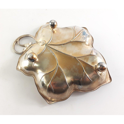 A WMF Ikora silver plated naturalistic leaf dish with grape and stem ...