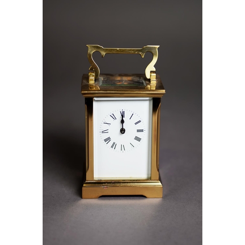 ACG BRASS CARRIAGE CLOCK, with Roman dial and polished brass case with ...