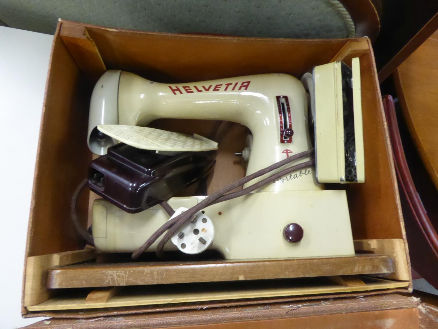 HELVETIA ELECTRIC PORTABLE SEWING MACHINE, IN FABRIC CASE, WITH FOOT ...