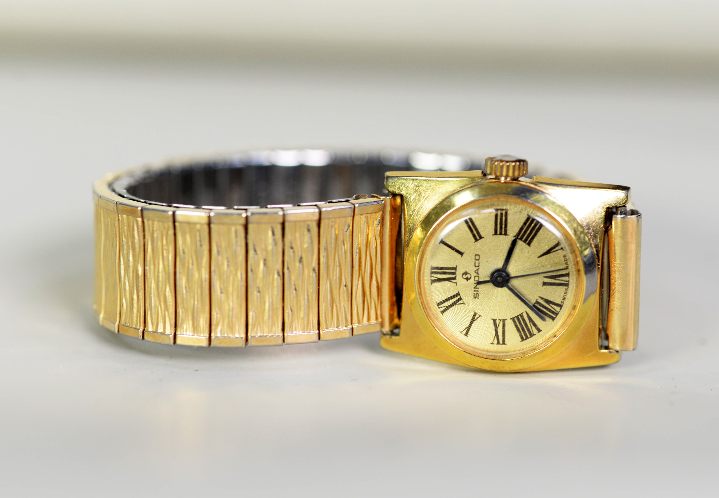 LADY'S SINDACO SWISS GOLD PLATED BRACELET WATCH with mechanical ...