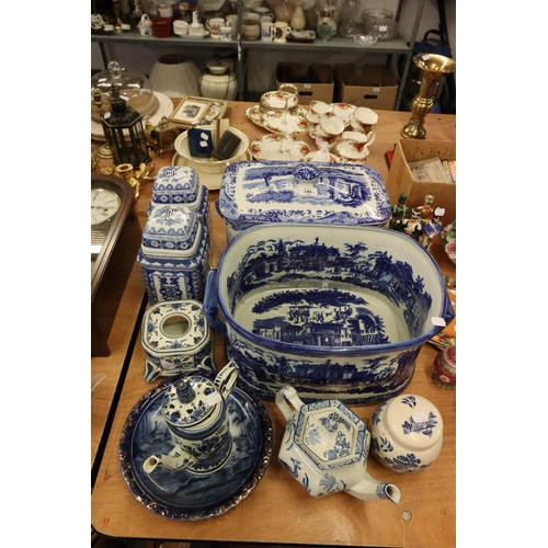 REPRODUCTION VICTORIAN STYLE POTTERY BLUE AND WHITE TRANSFER PRINTED ...