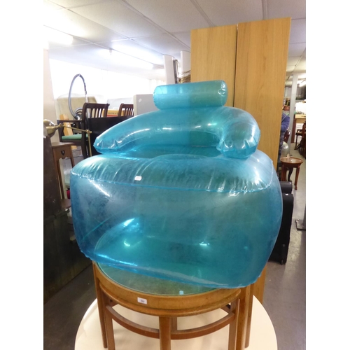INFLATABLE FURNITURE – A BLUE PVC TRANSPARENT SOFA AND CHAIR WITH TWO ...