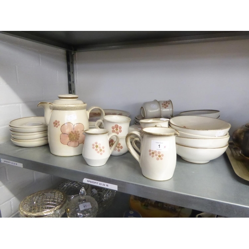 DENBY 'GYPSY ROSE' PINK AND FLORAL PATTERN DINNER AND TEA WARES
