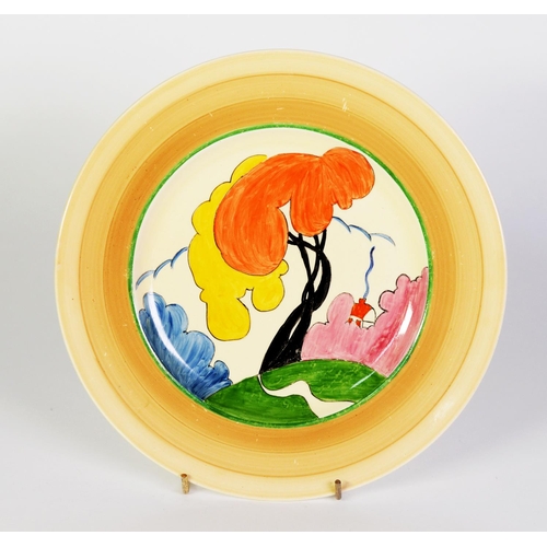 CLARICE CLIFF FOR NEWPORT POTTERY 'BIZARRE' PLATE, banded in tones of ...
