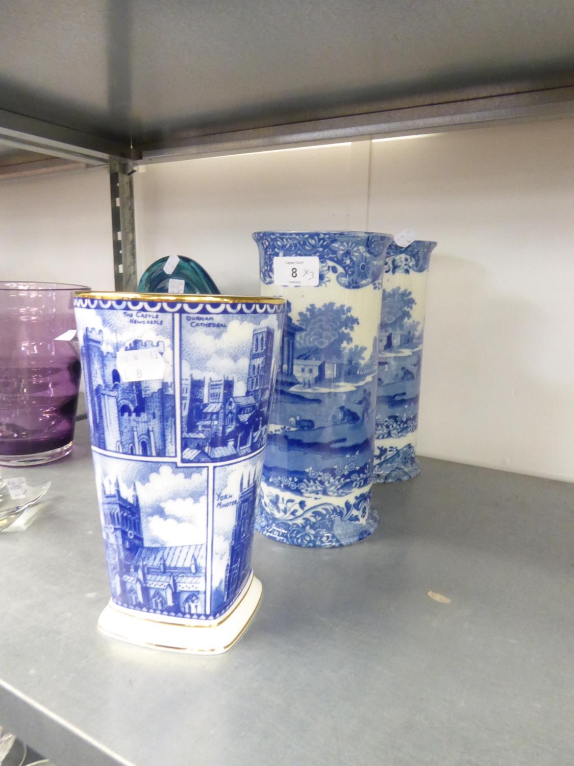 PAIR OF COPELAND SPODE BLUE AND WHITE ITALIAN SCENES POTTERY SLEEVE ...