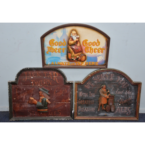 SIGNAGE: Three vintage arched top pub decorating signs; 'Good Beer ...