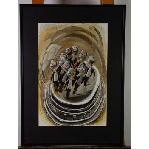 IAN POLLOCK (1950)WATERCOLOUR, GOUACHE AND INK ‘Circle Line’ Signed ...