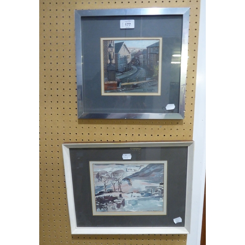 WATERCOLOUR DRAWINGELLIS SHAW'THE WOOL WALL' DELPH AND C.V. BINGLEY ...