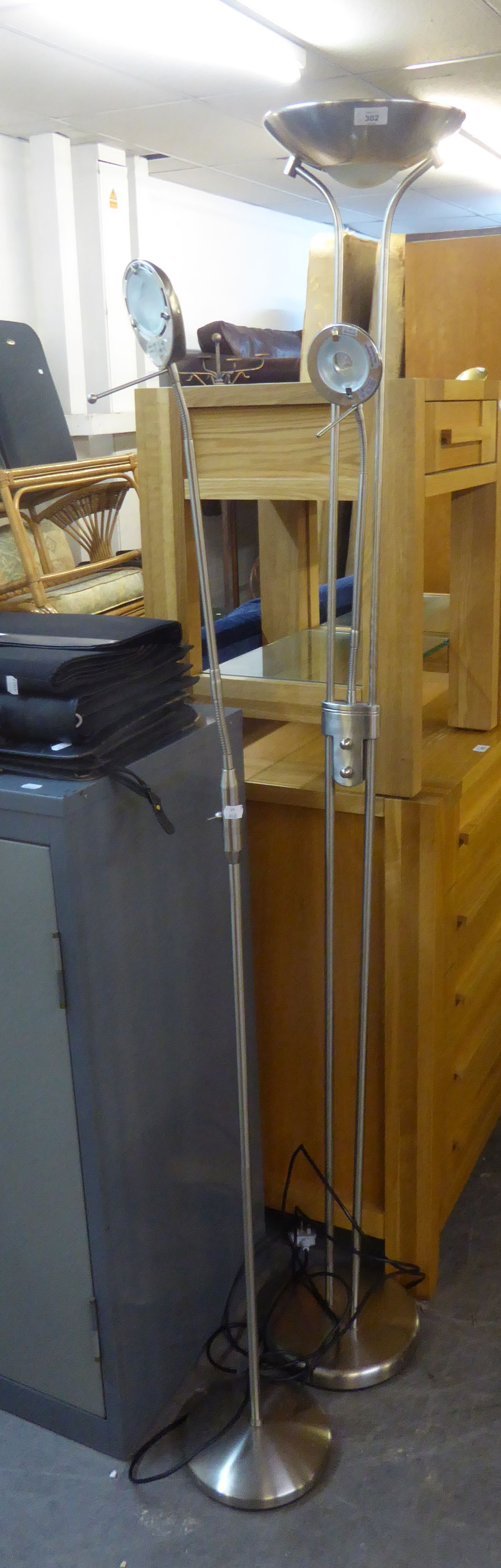 A TWO-STRAND TUBULAR METAL FLOOR LAMP UPLIGHTER WITH HALF-HEIGHT ...