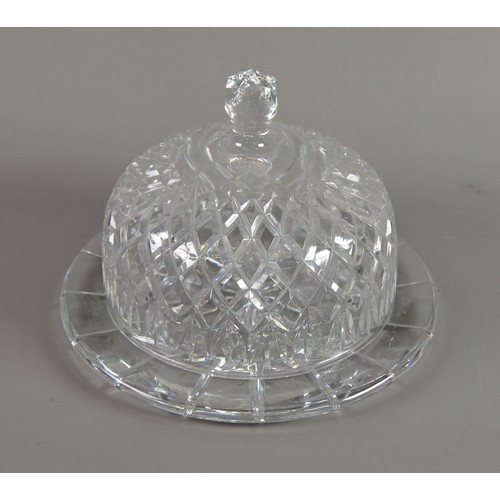CUT GLASS CHEESE DOME AND STAND, 7 ½” (19cm) high, 11” (28cm) diameter