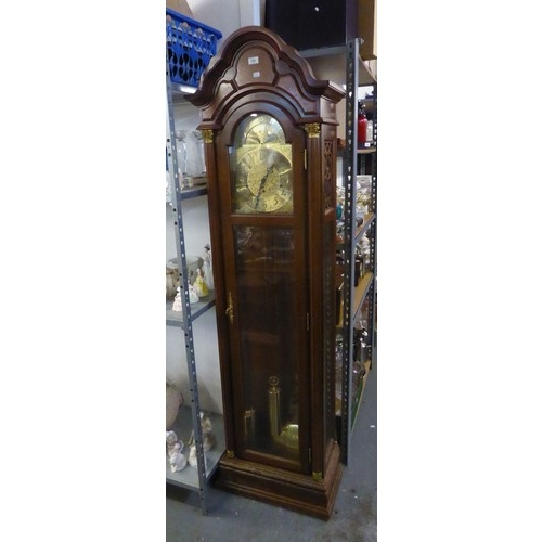 A MODERN LONGCASE CLOCK WITH OVERSIZED PENDULUM, CHIMING ON RODS AND ...
