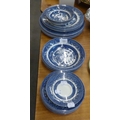 CHURCHILL POTTERY BLUE AND WHITE WILLOW PATTERN DINNER WARES, 24 PIECES