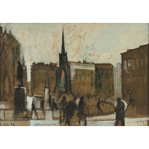 GEOFFREY KEY (1941) MIXED MEDIA ON BOARD‘Albert Square’, Manchester ...