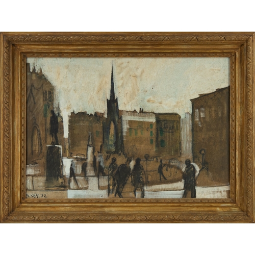 GEOFFREY KEY (1941) MIXED MEDIA ON BOARD‘Albert Square’, Manchester ...